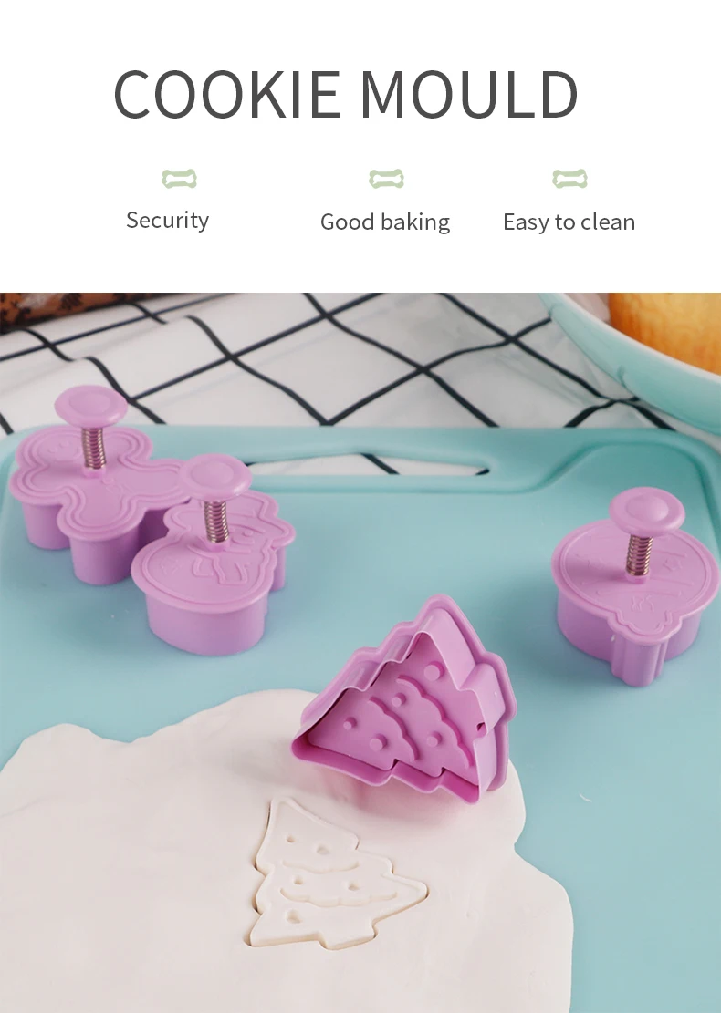 Leatchliving食品级BPA免费可重复使用的塑料圣诞系列饼干压口机| Alibaba.com