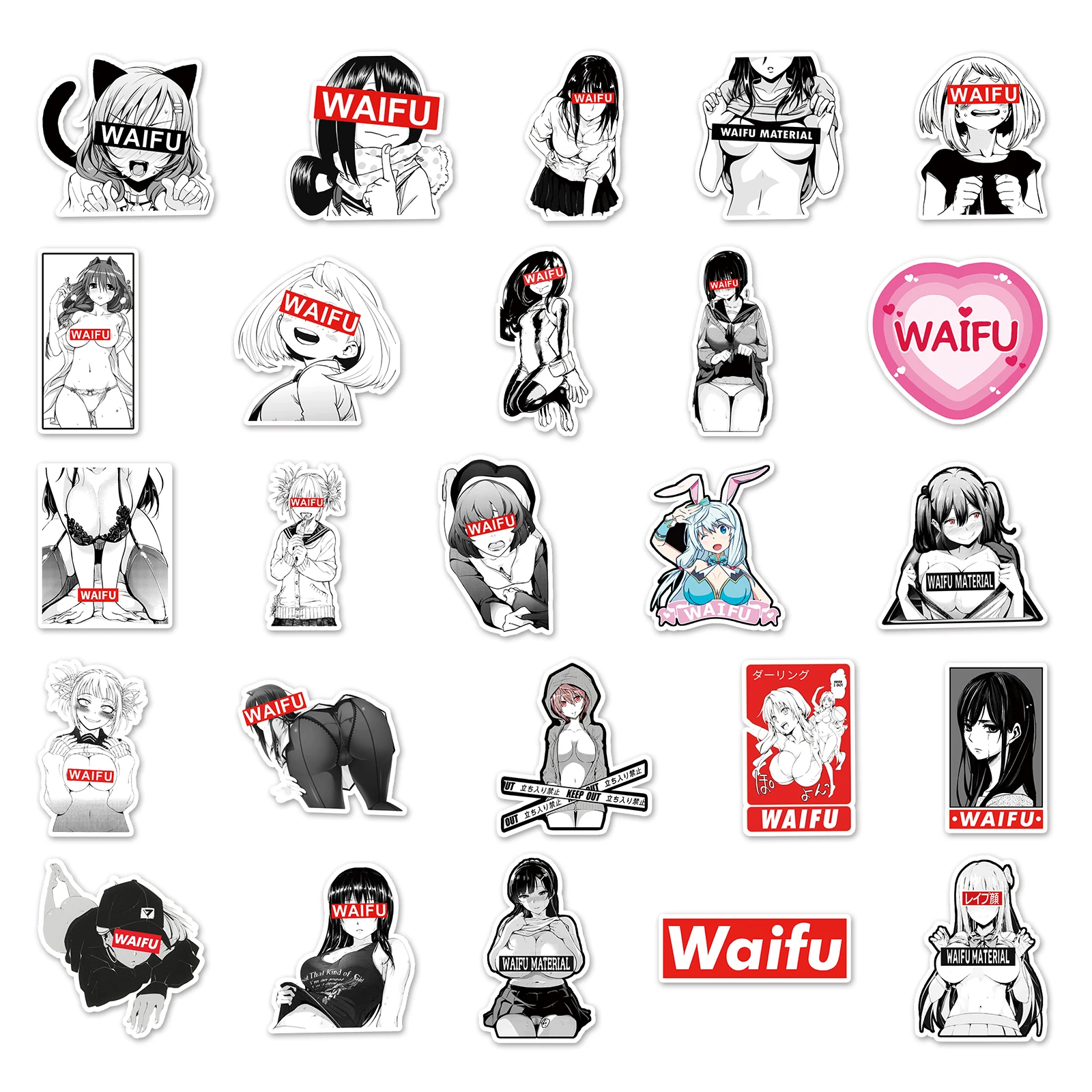 Hot Sale 51pcs Anime Waifu Sexy Girl Sticker Diy Decorative Laptop