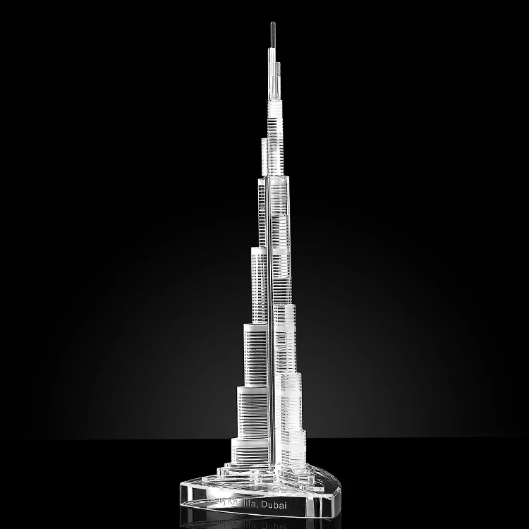 OEM/ODM Crystal Glass Burj Khalifa Tower Model - Customizable