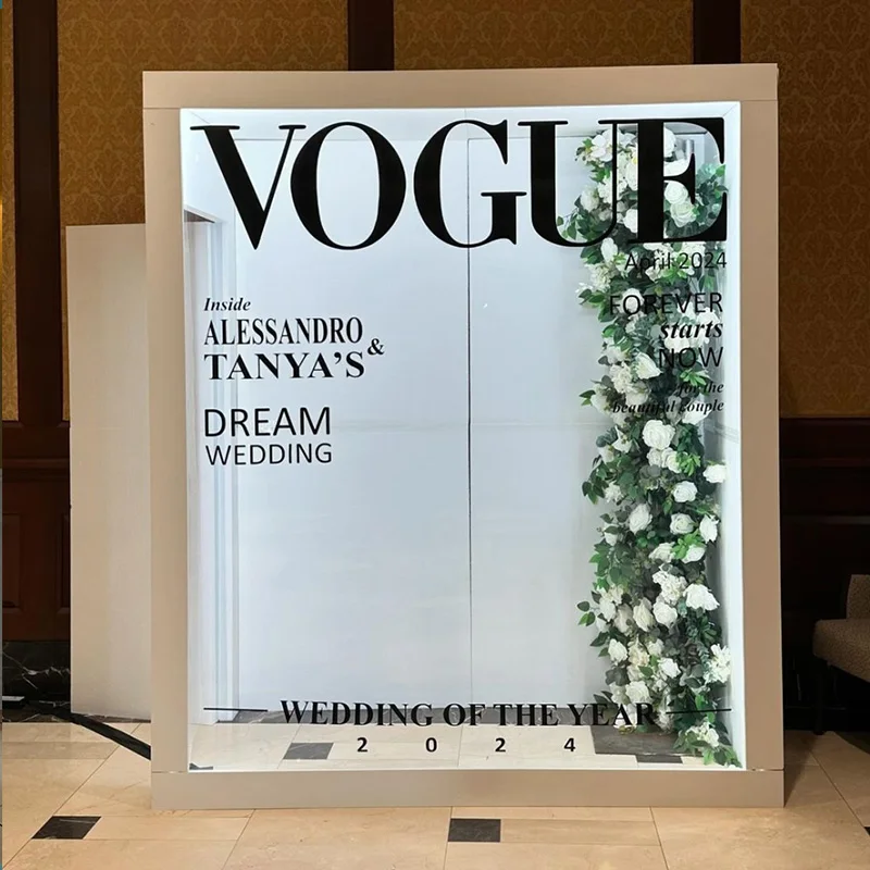 Custom Removable Magazine Photo Booth Decor Event Metal PVC Vogue ...