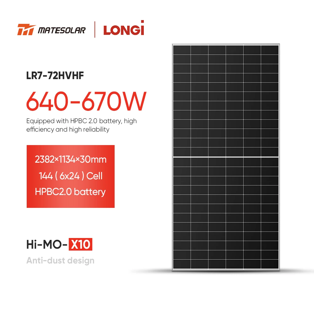 Longi Himo X10 Bifacial Dual Glass Solar Panel 640w 645w 650w 655w 660w ...