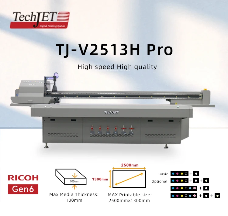 TechJet V2513 UV Inkjet Flatbed Printer 2.5x1.3m for with Visual System ...