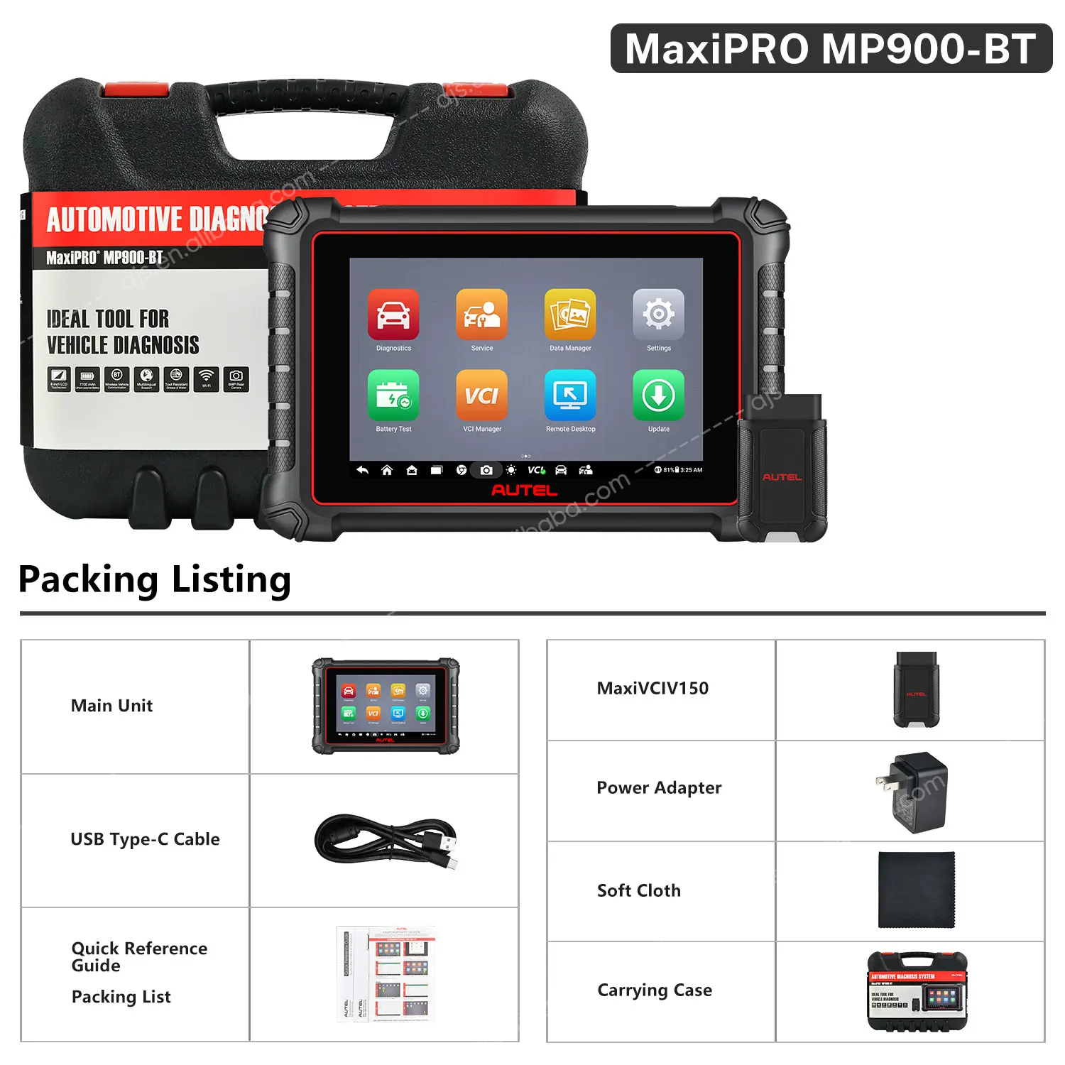 Autel Maxipro Mp900 Bt Vehicle Obd2 Scanner Mp900z Mp808 Mp900bt ...