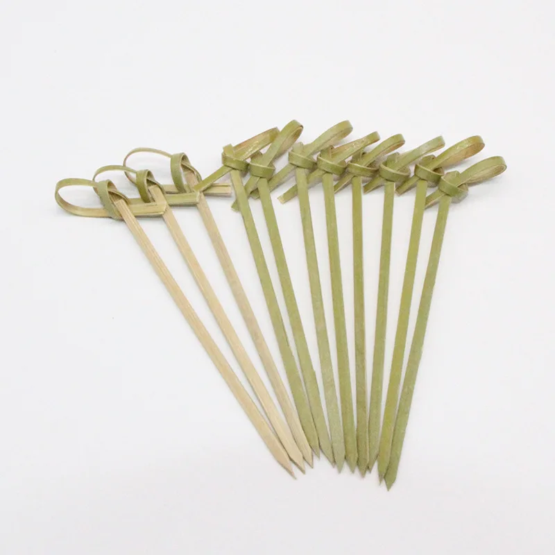 Disposable Cocktail Bamboo Knotted Pick Skewer Sticks
