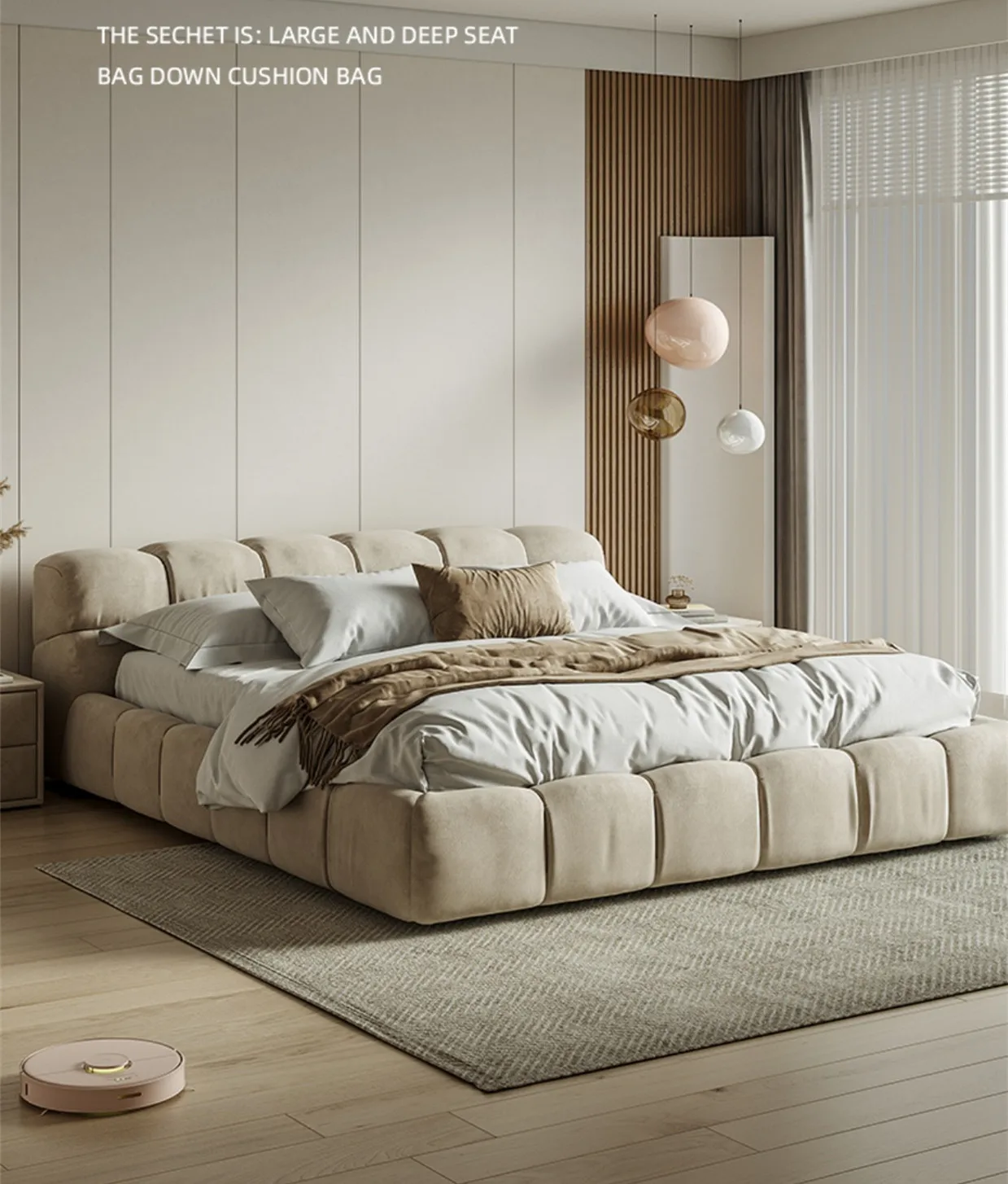 Contemporary Bedroom Furniture Luxury Fabric Italian Minimalist Bed B&b ...