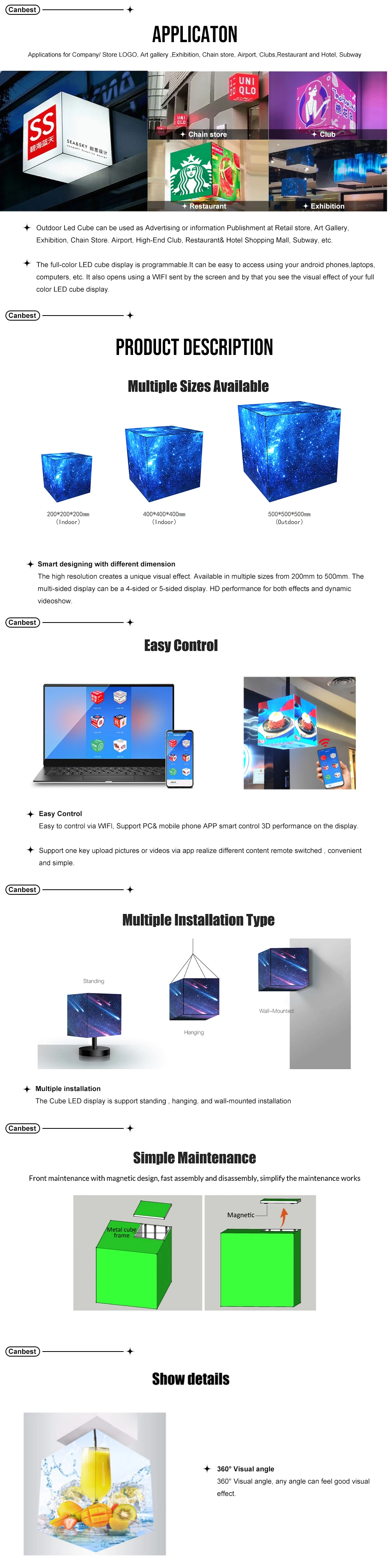 Outdoor Indoor Logo Led Display Screen Advertising Led Cube Screen Hd ...