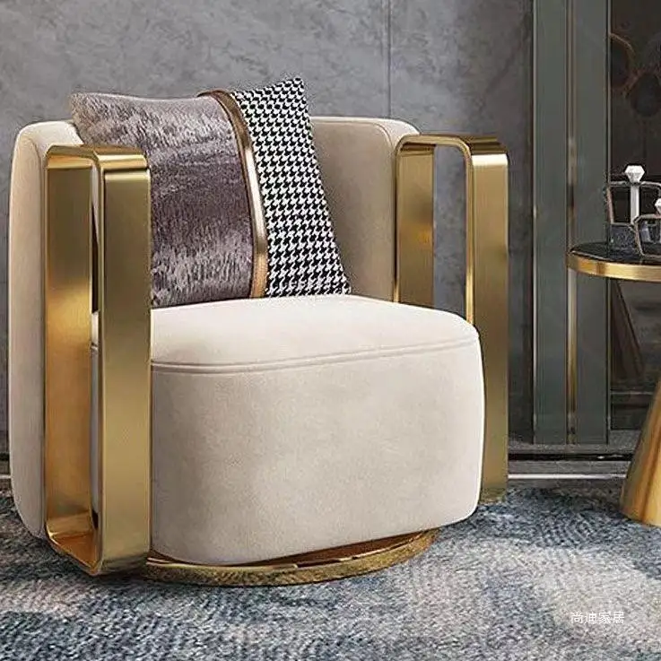 Italian Set Design Modern Luxury Lazy Leisure Fabric Metal Sofa Chair ...