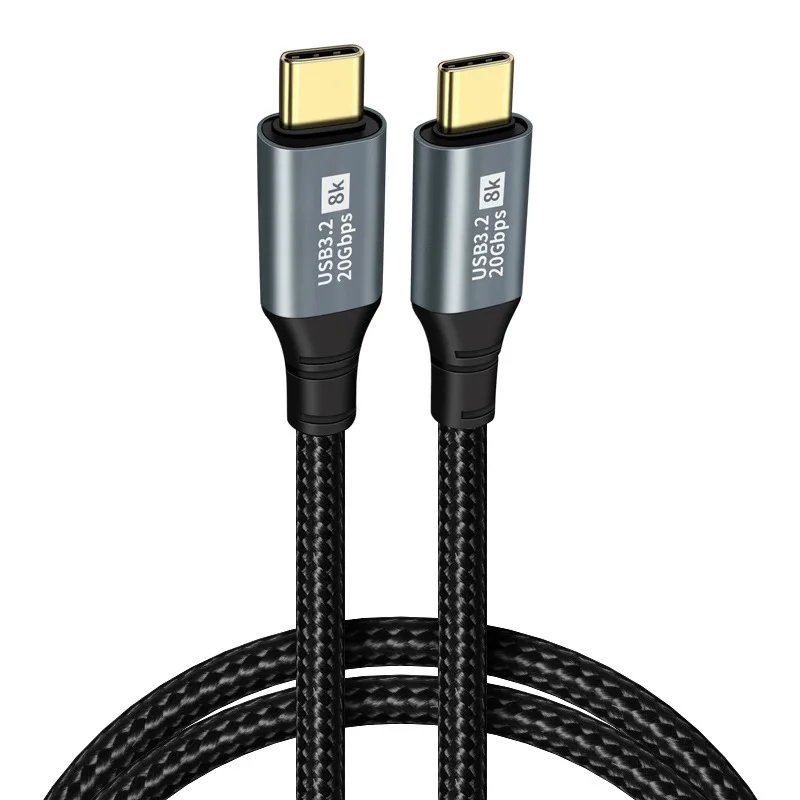 8K60Hz 20Gbps PD100W USB3.2 GEN2 USB Type C Braided Cable with USB-C 16Pin Fast Charging Chipset ...