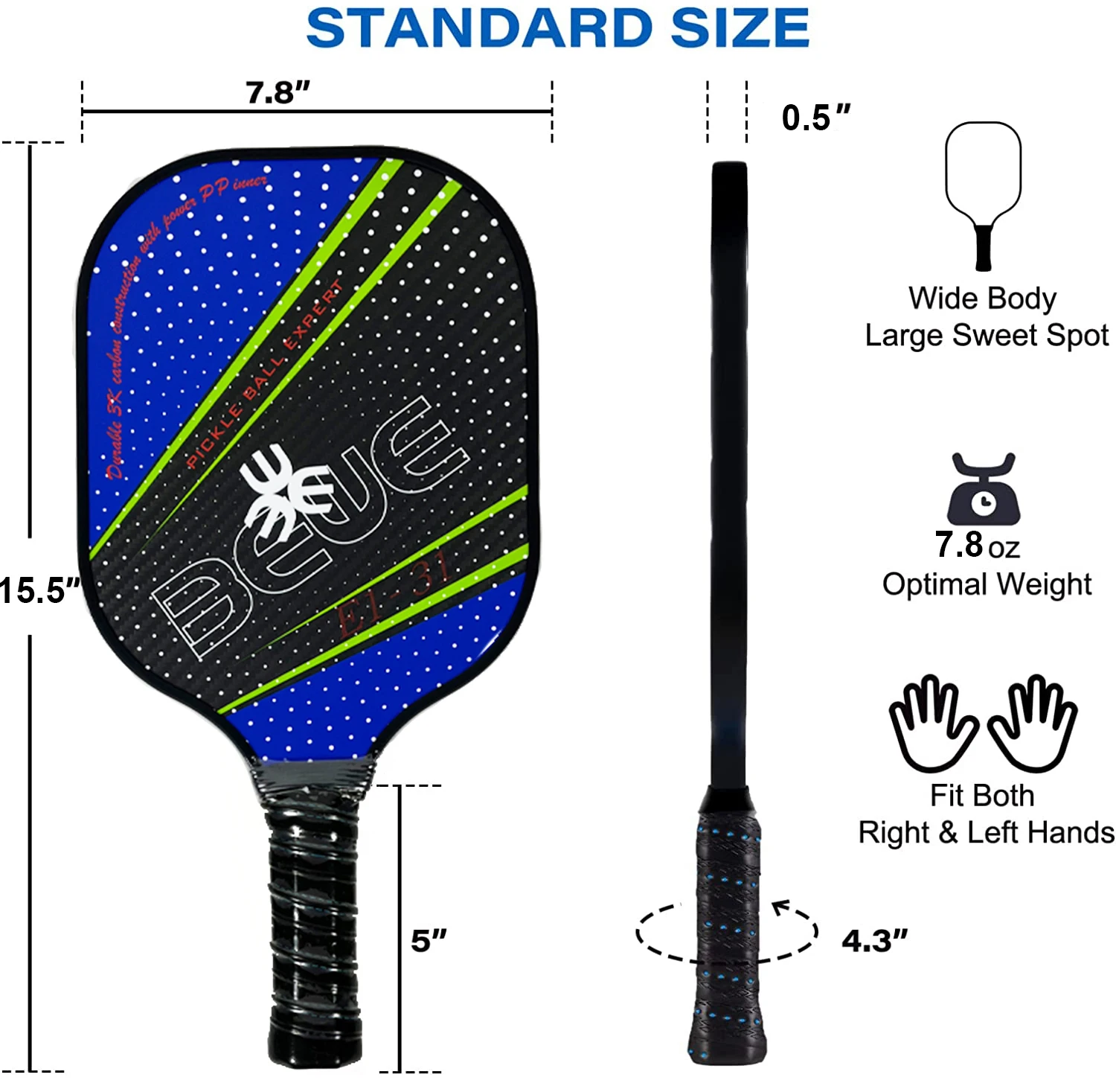 USAPA Passed High Quality Carbon Fiberglass Face Pickleball Paddle Set of 4