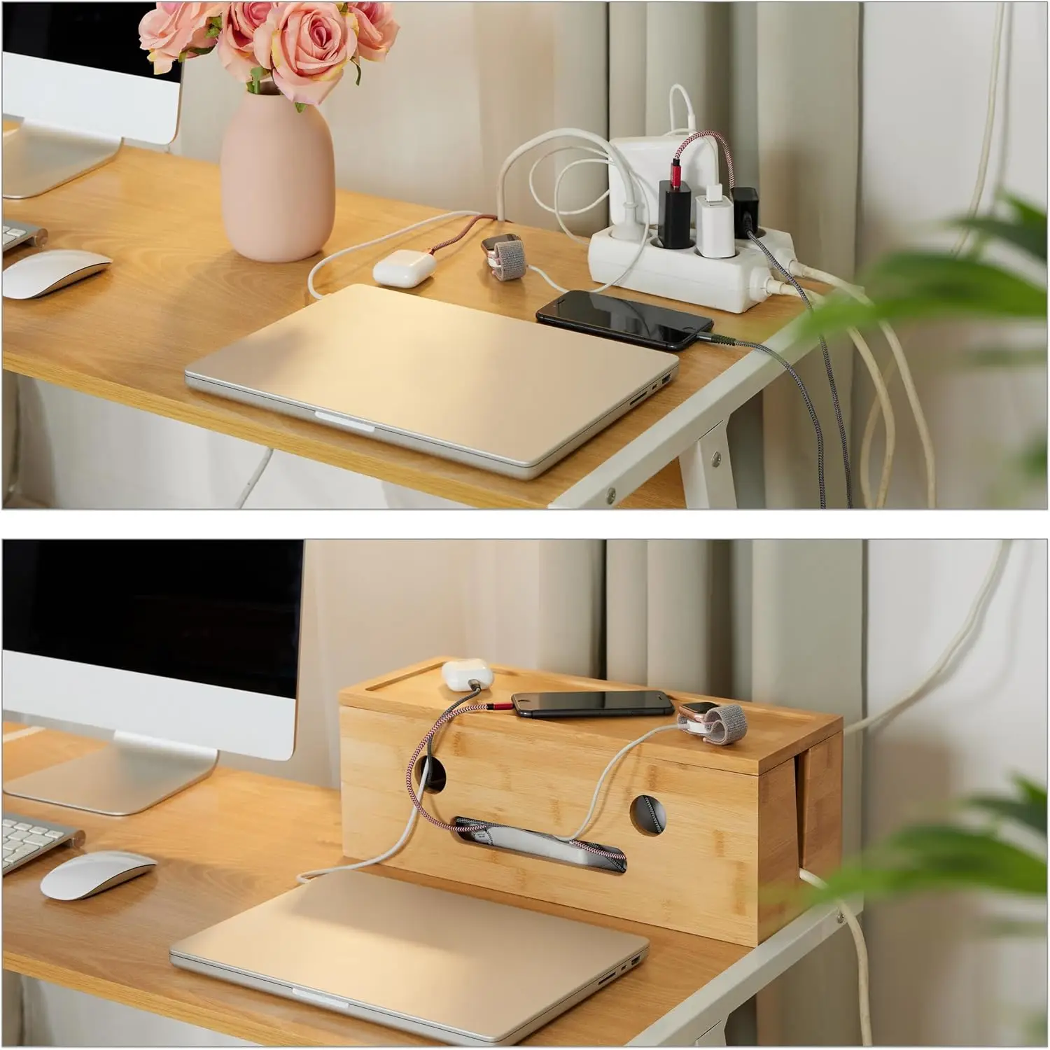 Bamboo Cable Box Cable Management Box with Lid | Homex_BSCI Factory ...