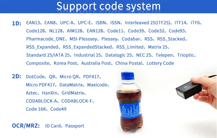 ID Card Passport Reader EMT6432Pro Fixed OCR MRZ Barcode Scanner Module ...