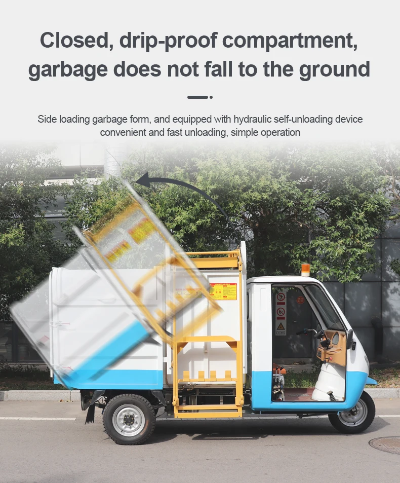 Customization 2.5 Cubic Meters Side-hung Electric Mini Tricycle Trash ...