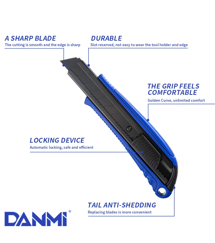 Danmi Retractable Sharp Utility Knife Stainless Steel Plastic Home ...