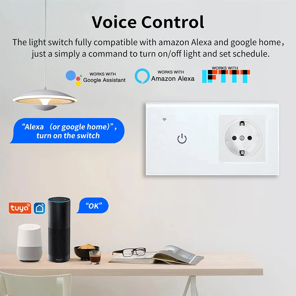 Eu Standard Smart Home Automation Light Switch Wifi Wall Switch Smart ...