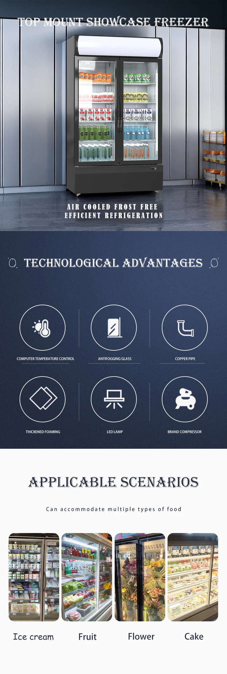 Convenience Store 1 2 3 Upright Glass Doors Display Chillers