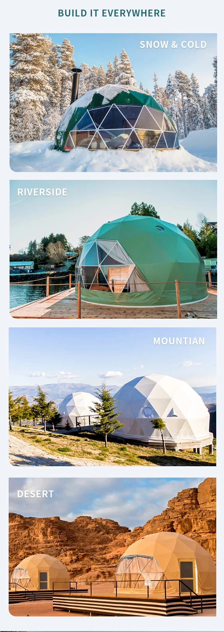 Luxury 6m 7m Diameter Geodesic Dome House Clamping for Multiple People ...