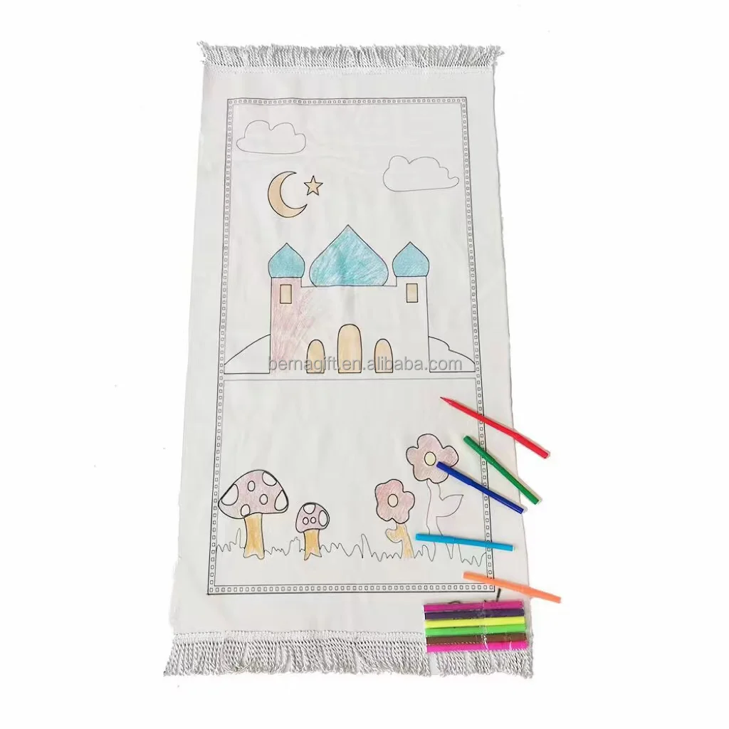 Children painting prayer mat DIY Muslim Prayer Mat kids prayer rug ...
