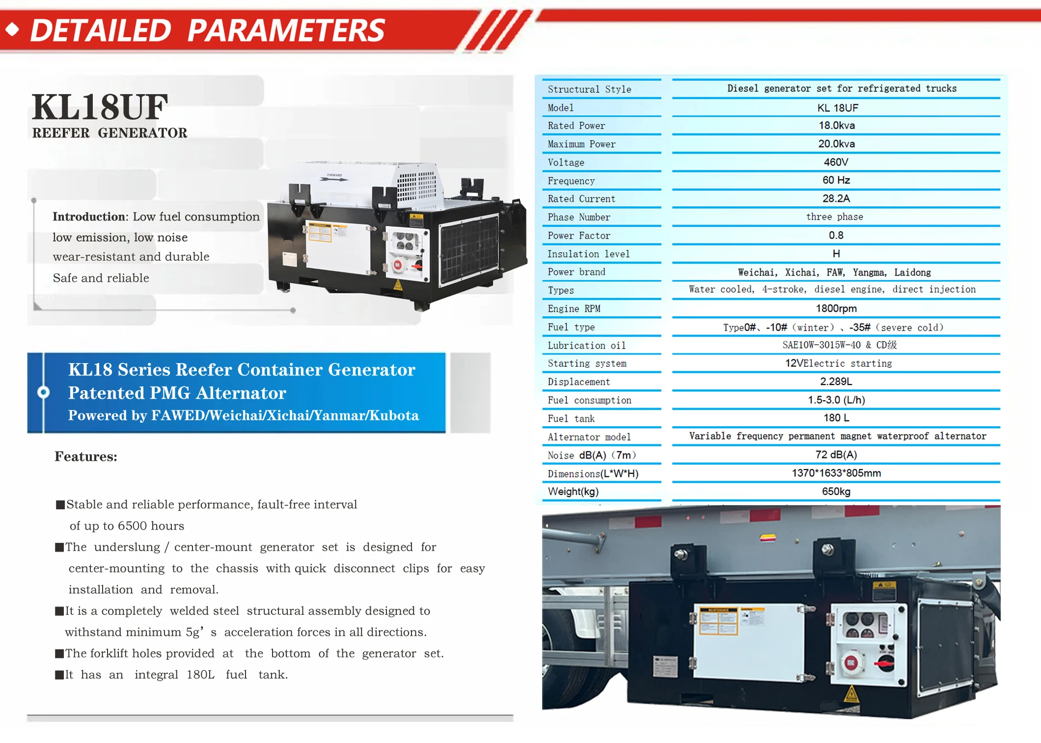 15kw 60hz Side Mount Reefer Container Generator For Transportation With ...