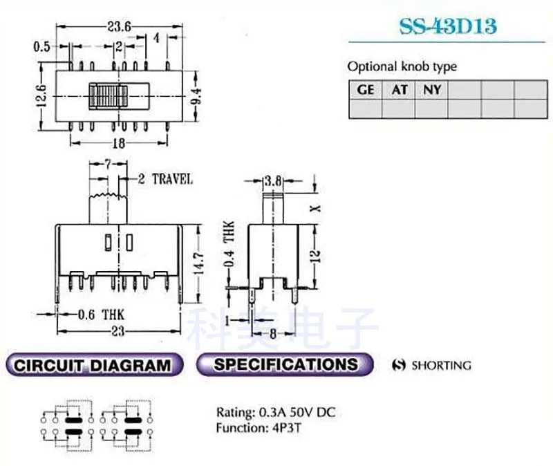 Interruptor de deslize vertical SS-43D13 4p3t| Alibaba.com