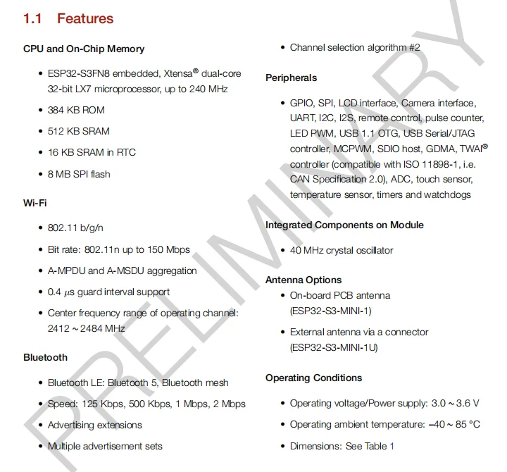 Espressif ESP32-S3 Module - Dual Core, 8MB Flash Iot