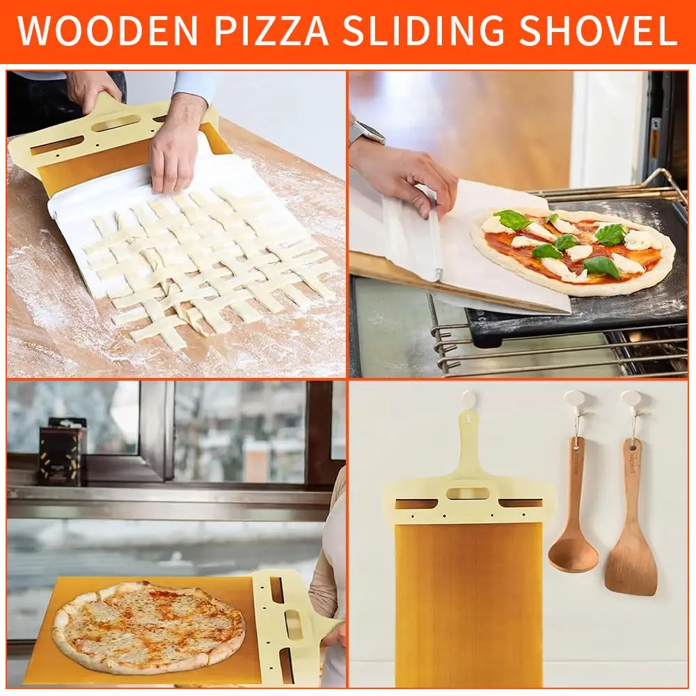 Sliding Pizza Peel Transfer Magic Wooden Pizza Slider Peel Nonstick ...