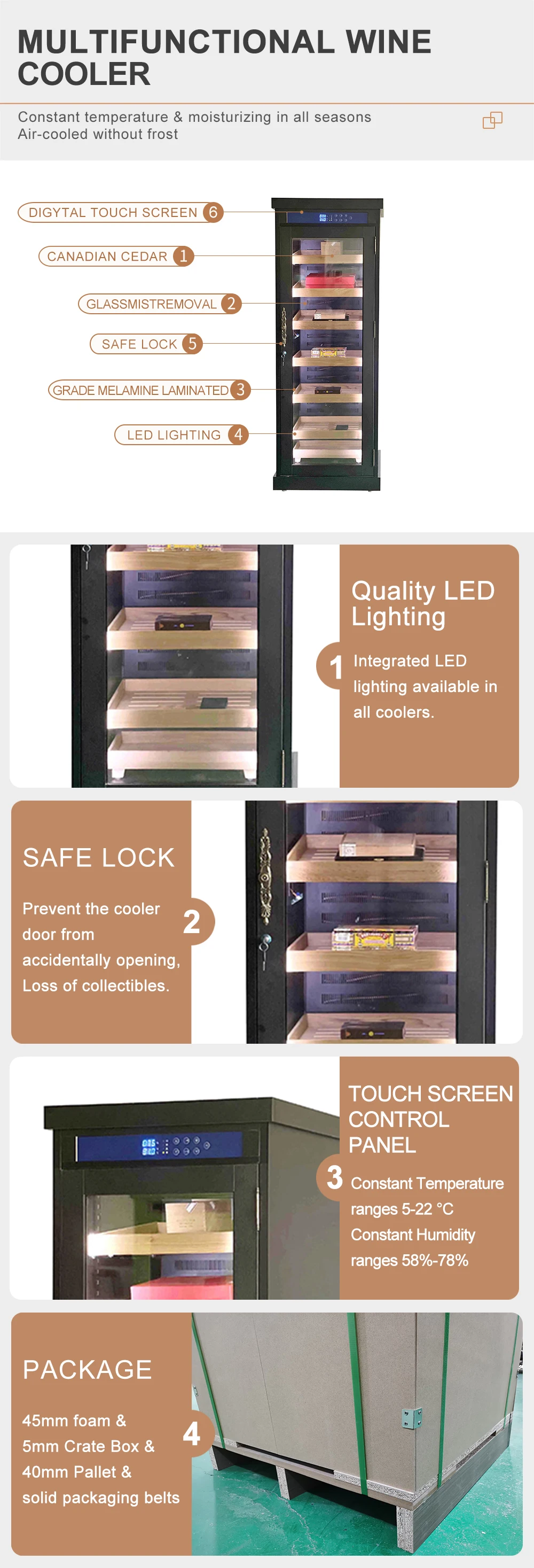 Commercial Display Electric Compressor Cigar Cabinet Led Light Humidor ...