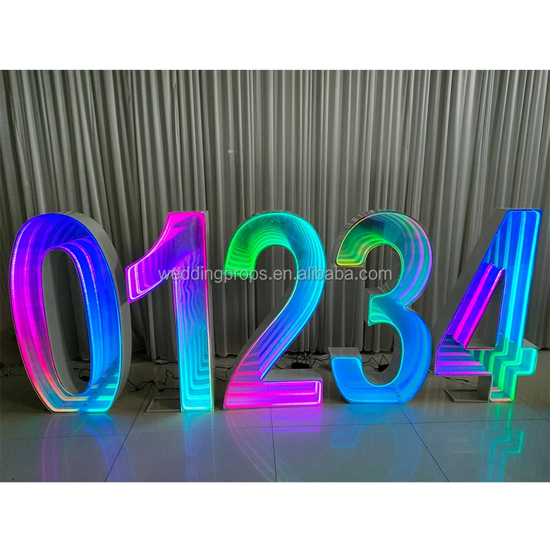 Customized 4ft 3ft RGB Lights Number Letter Light Stand Backdrop Stage ...