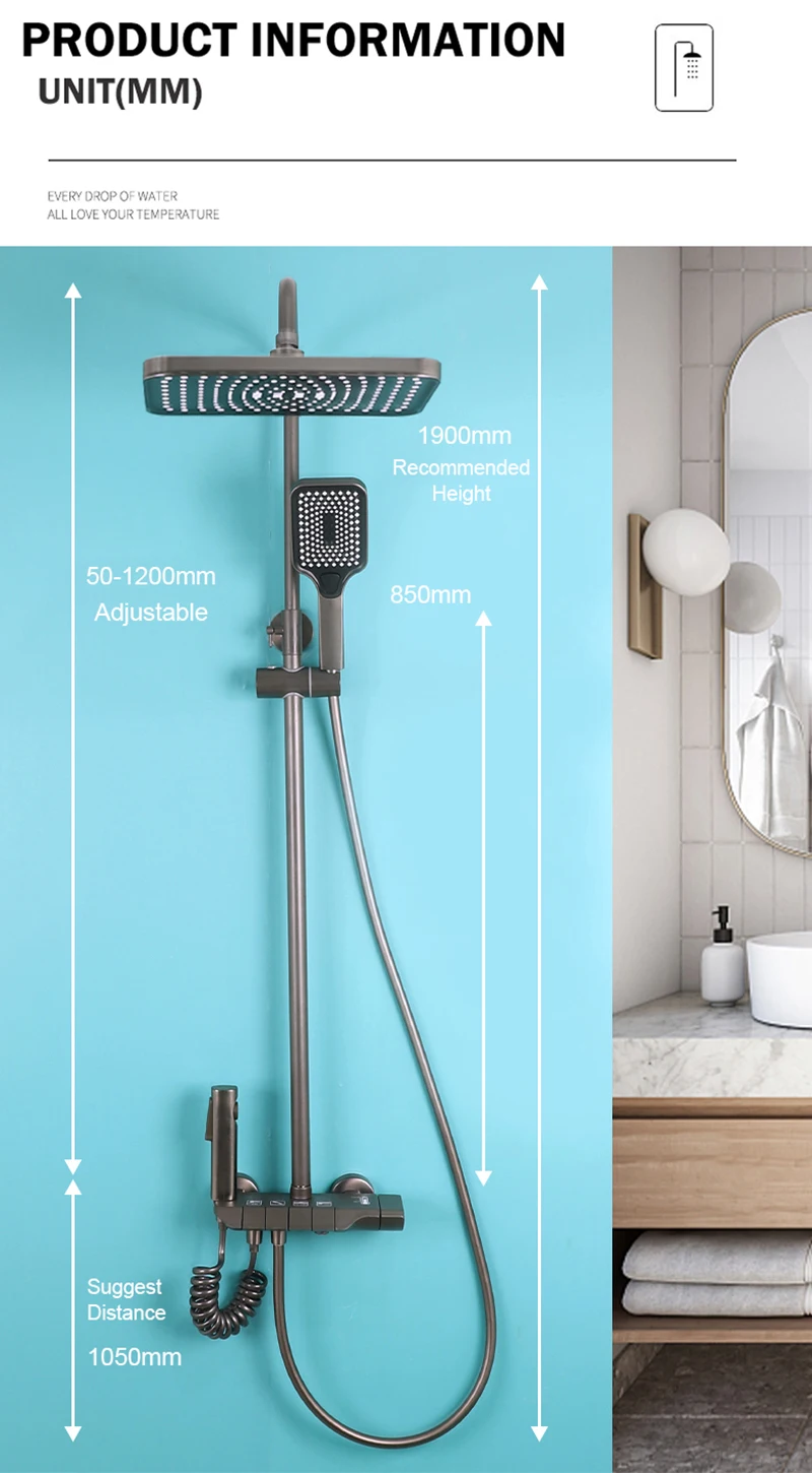 Luxury Brass Rainfall Shower Mixer Set for Hotels & Homes
