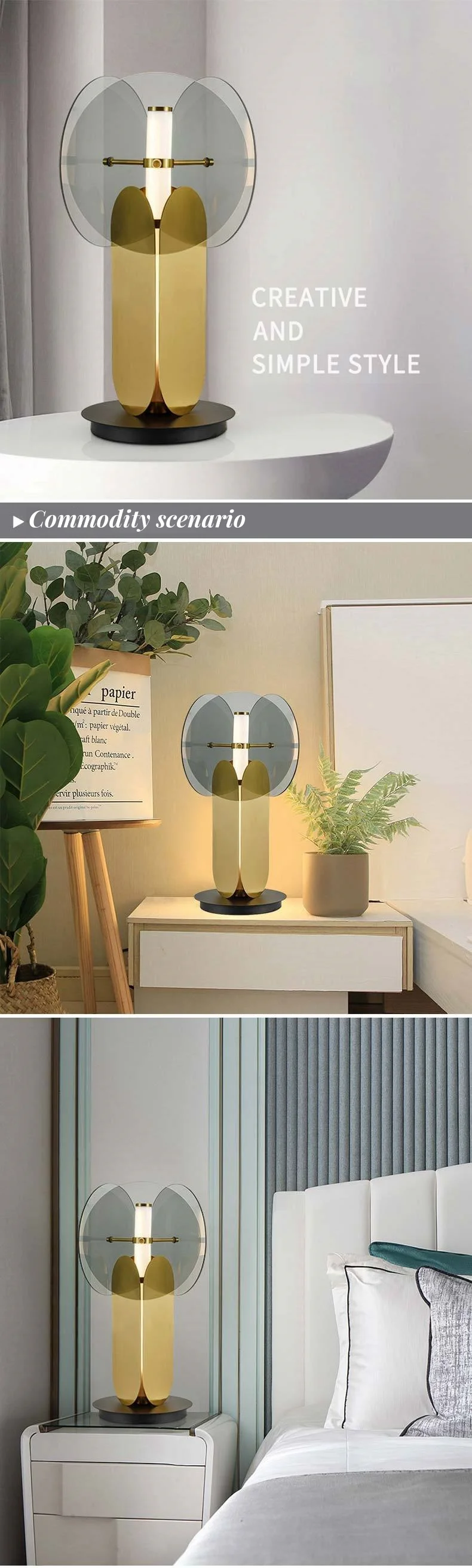 Modern Home Decor Nordic Wrought Iron Painted Glass Round Luxury Table Lamps Reading Lamps For ...