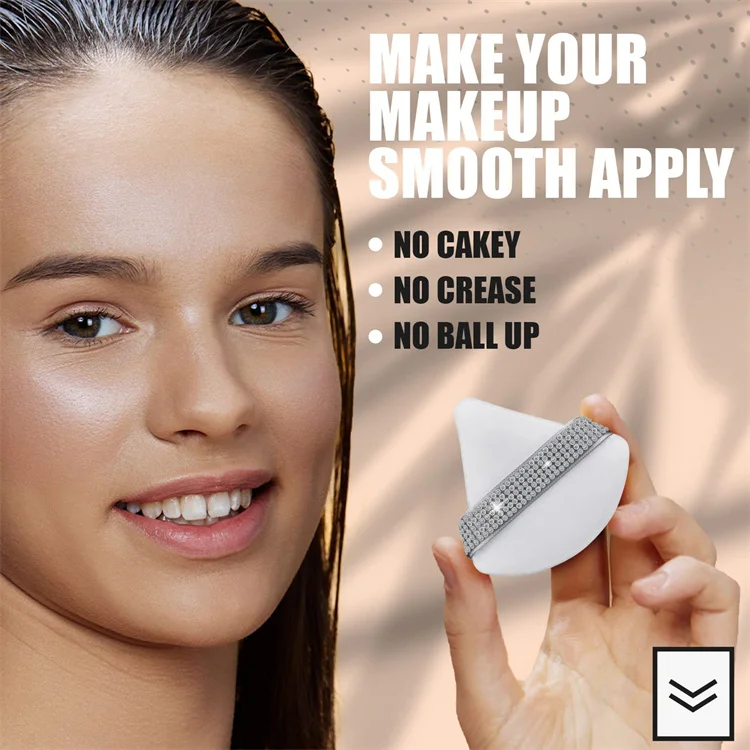 Rhinestones Triangle Cushion Powder Puff Diamond Loose Sponge Washable ...