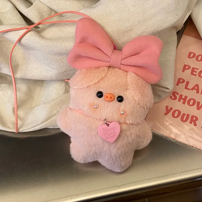 Cute Pink Bow Piggy Car Pendant Furry Nerdy Piggy Bag Pendant Pendant ...