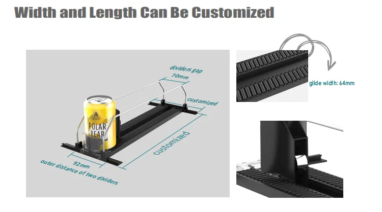 10 Lane Pusher Glide Drink Bottle Organizer,Adjustable Beverage Spring ...