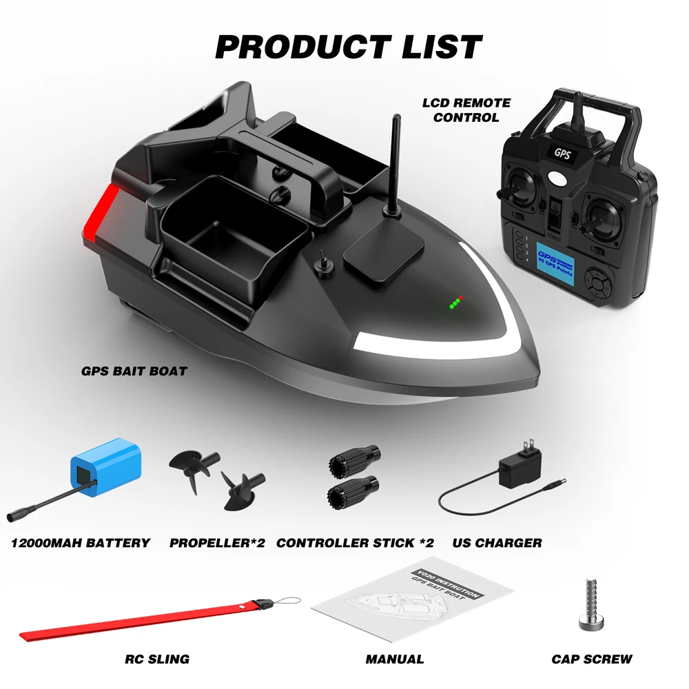 V020 Gps 3 Bait Tanks 2kg Load 40 Feeding Points Autopilot Boat With ...