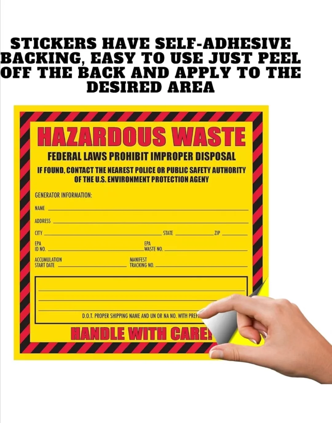 Hazardous Waste Labelling. Warning Label. Information Is Visible From A ...