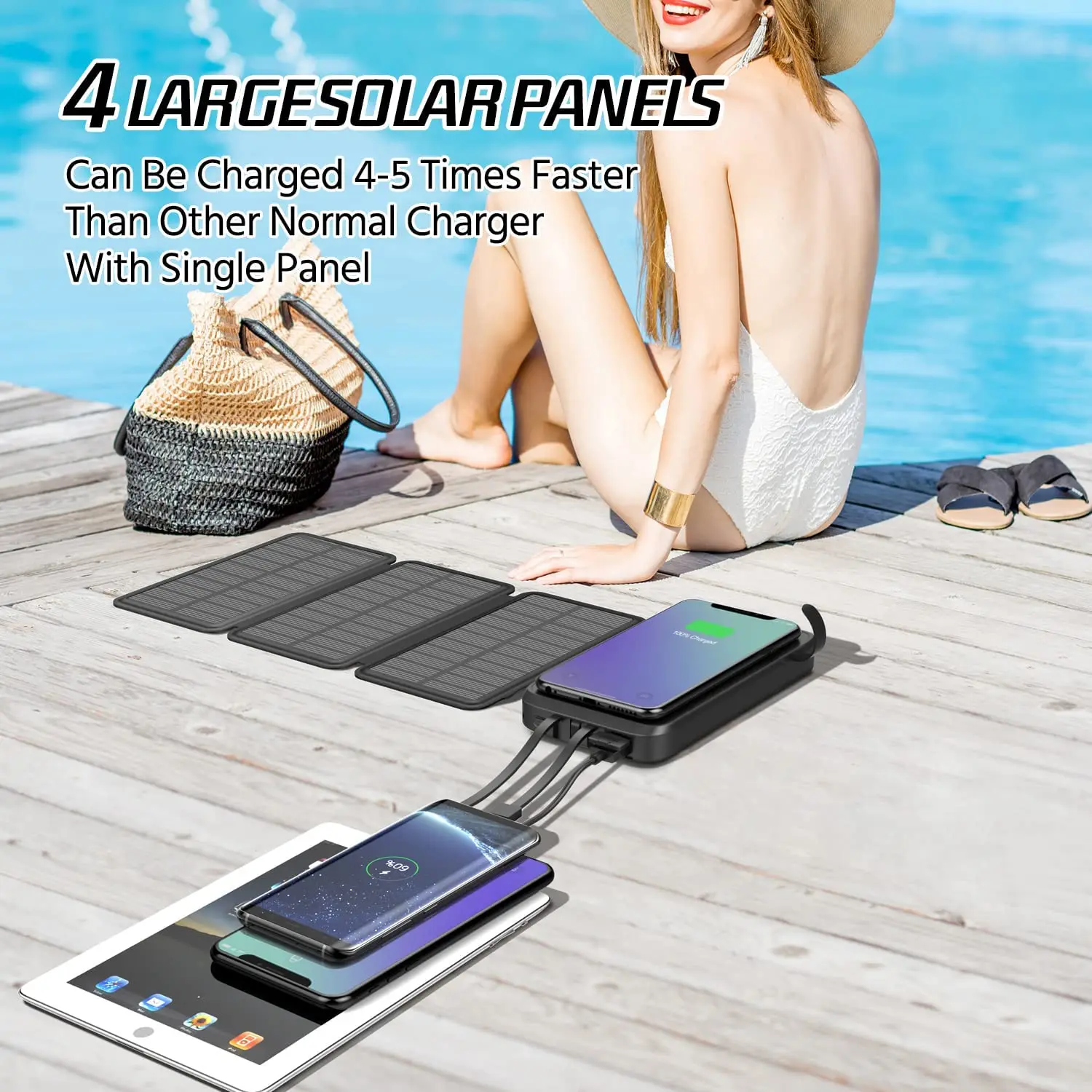 High Capacity Solar Charger 5v 2a Powerbank 30000mah For Smart Phone ...