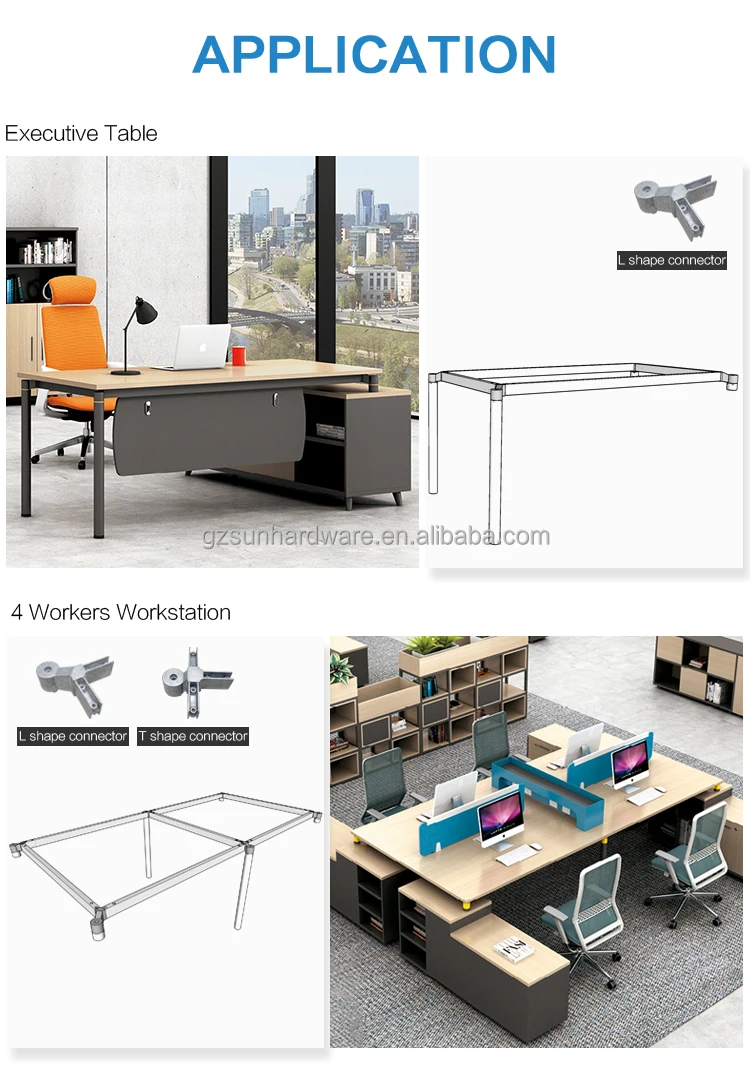 Desk Frame Connector Office Furniture Component 50mm Round Aluminium ...