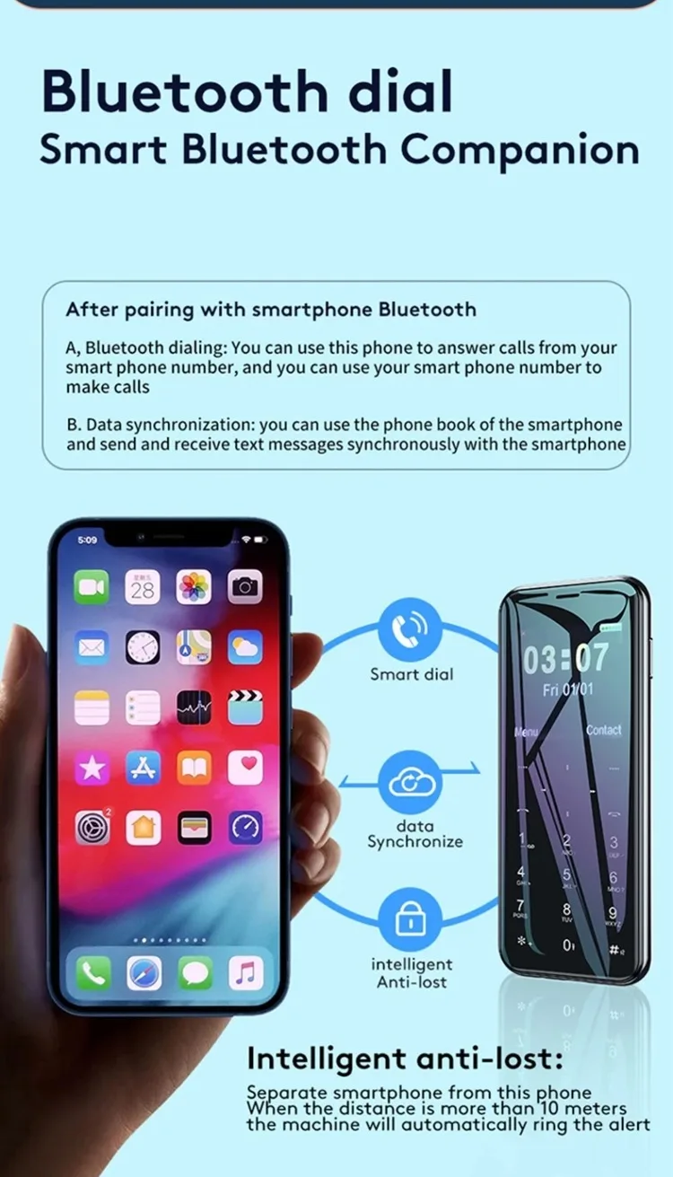 V8 Mini Mobile Phone - Dual SIM, 1000mah Battery, MTK6261D