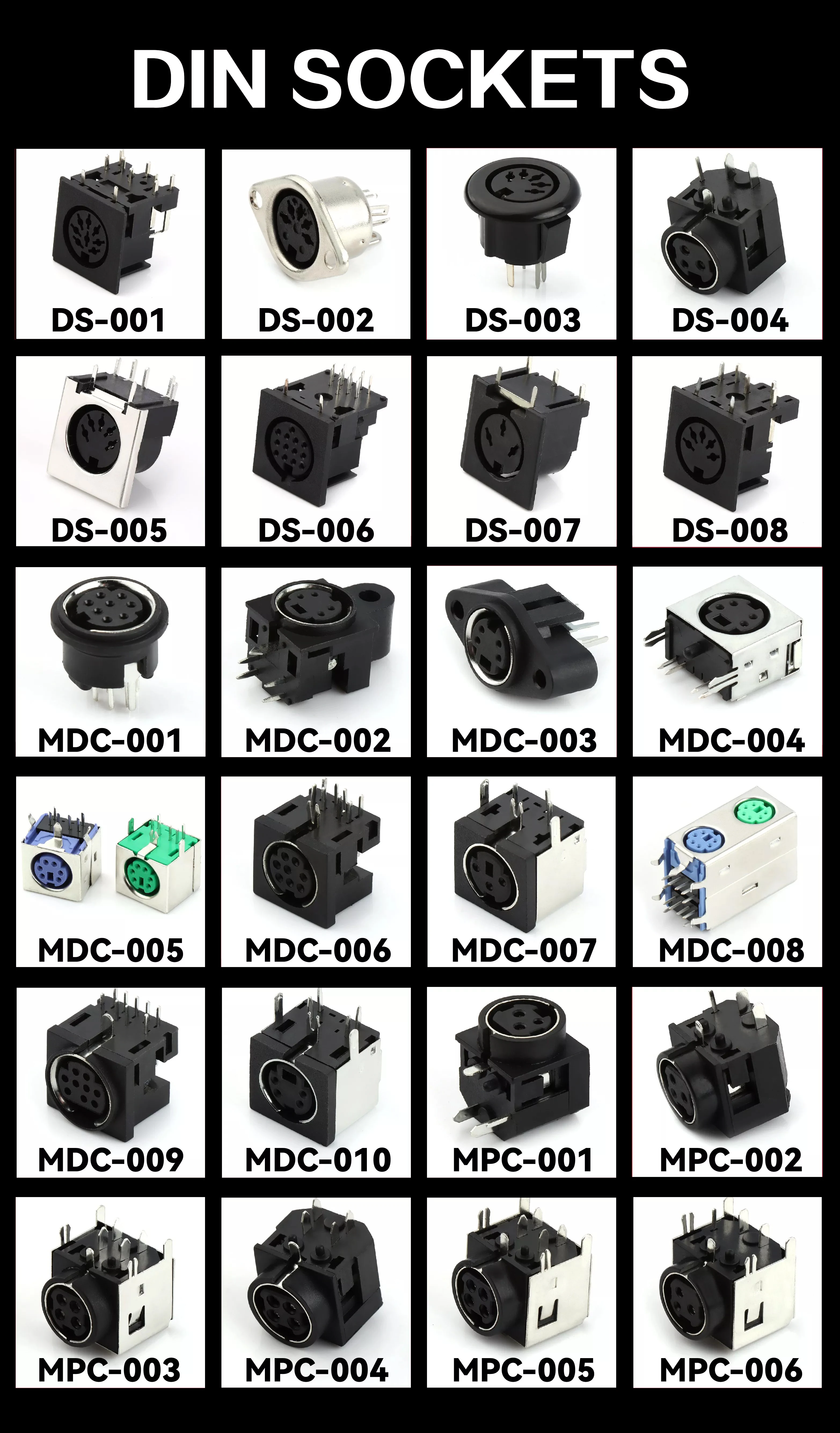 Amphenol 8 Pin Female Round Din Connector PCB Mount Copper Contact ODM