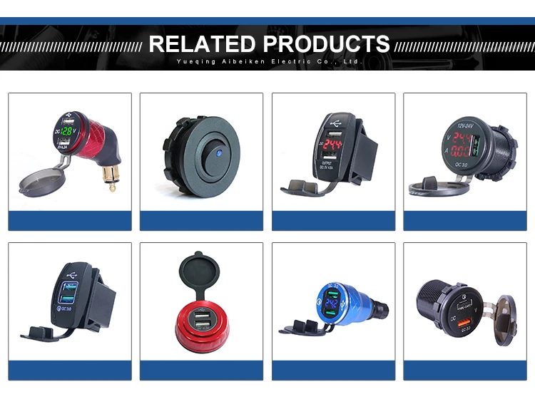 12V/24V Rocker Switch Auto Switches Universal On-Off Blue Red Lens LED ...