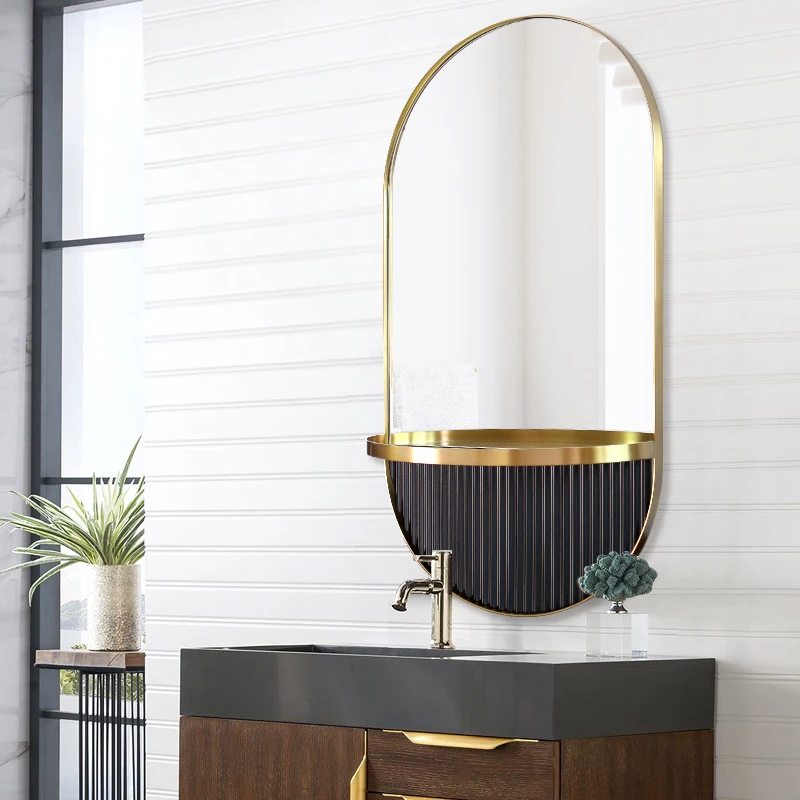 Hotel Wall Mirror With Shelf Bathroom Mirror With Led Lights And Shelf - Buy Mirror With Tray ...