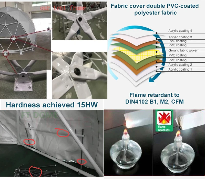Luxury 6m 7m Diameter Geodesic Dome House Clamping for Multiple People ...