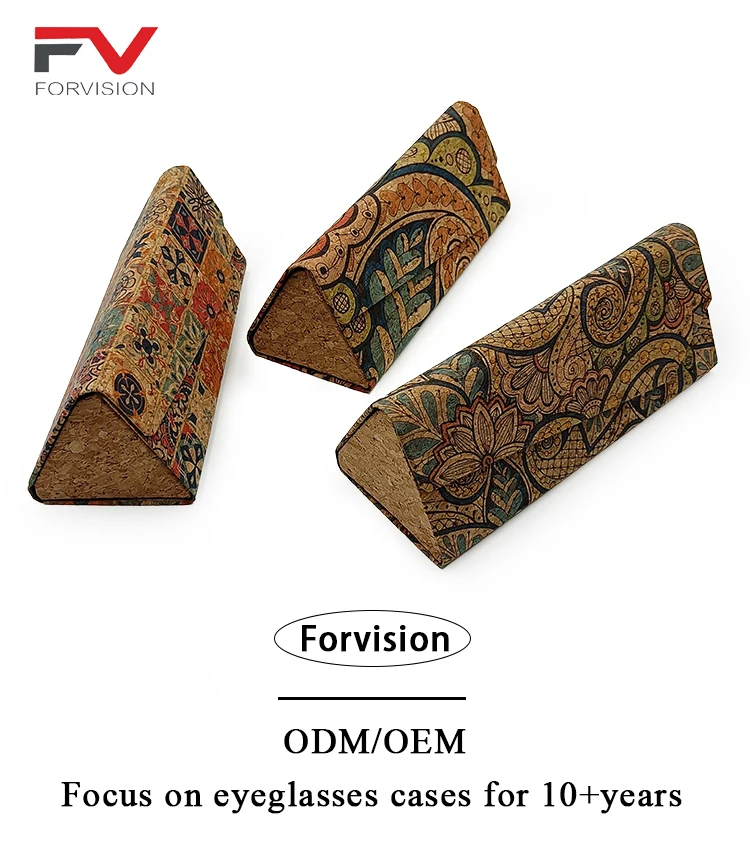 Cork Wooden Magnetic Triangle - Foldable Eyeglasses Case