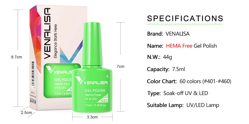 Venalisa UV Gel Polish - 60 Colors for Nail Art & Manicure
