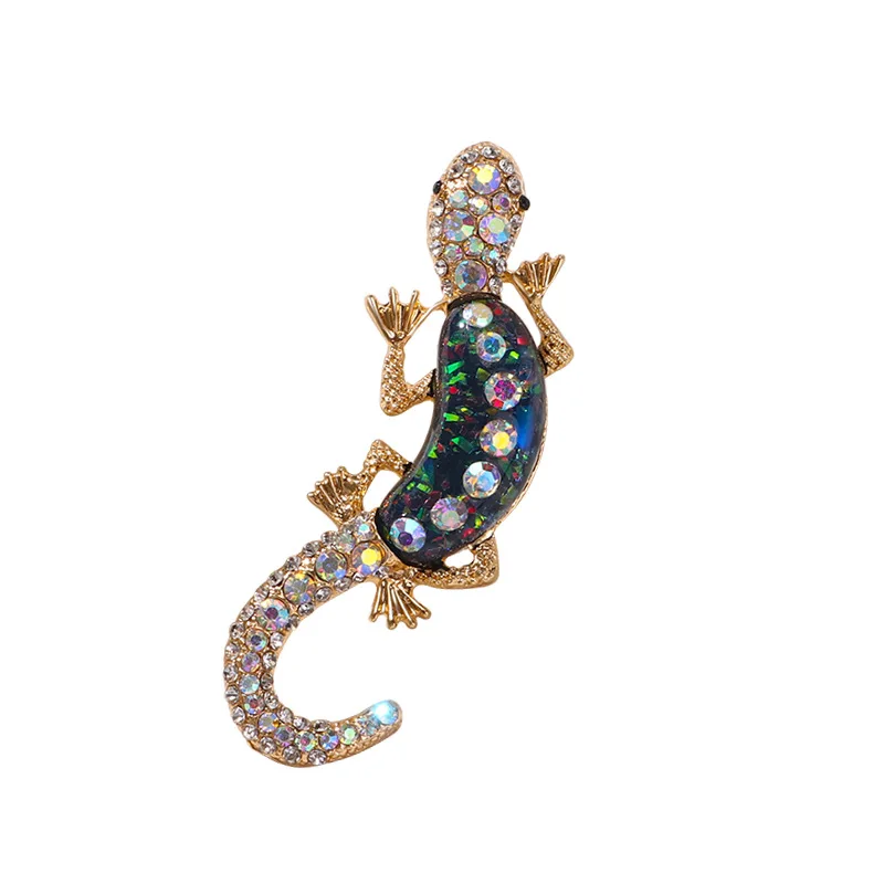 Women's Crystal Rhinestone Gecko Lizard Brooch Pins Alloy Lapel Pin ...