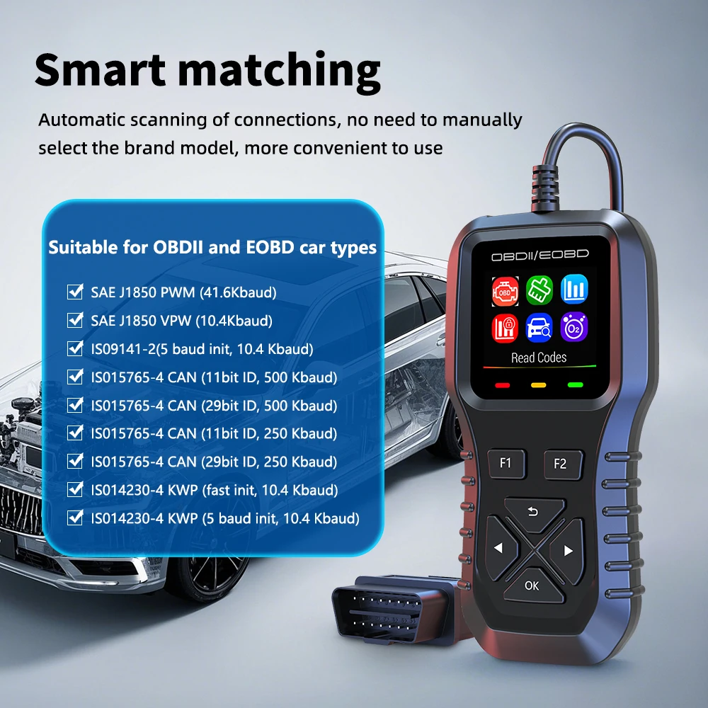 2025 Universal OBD II Auto Scanner K1 - Diagnostic Tool with Large ...