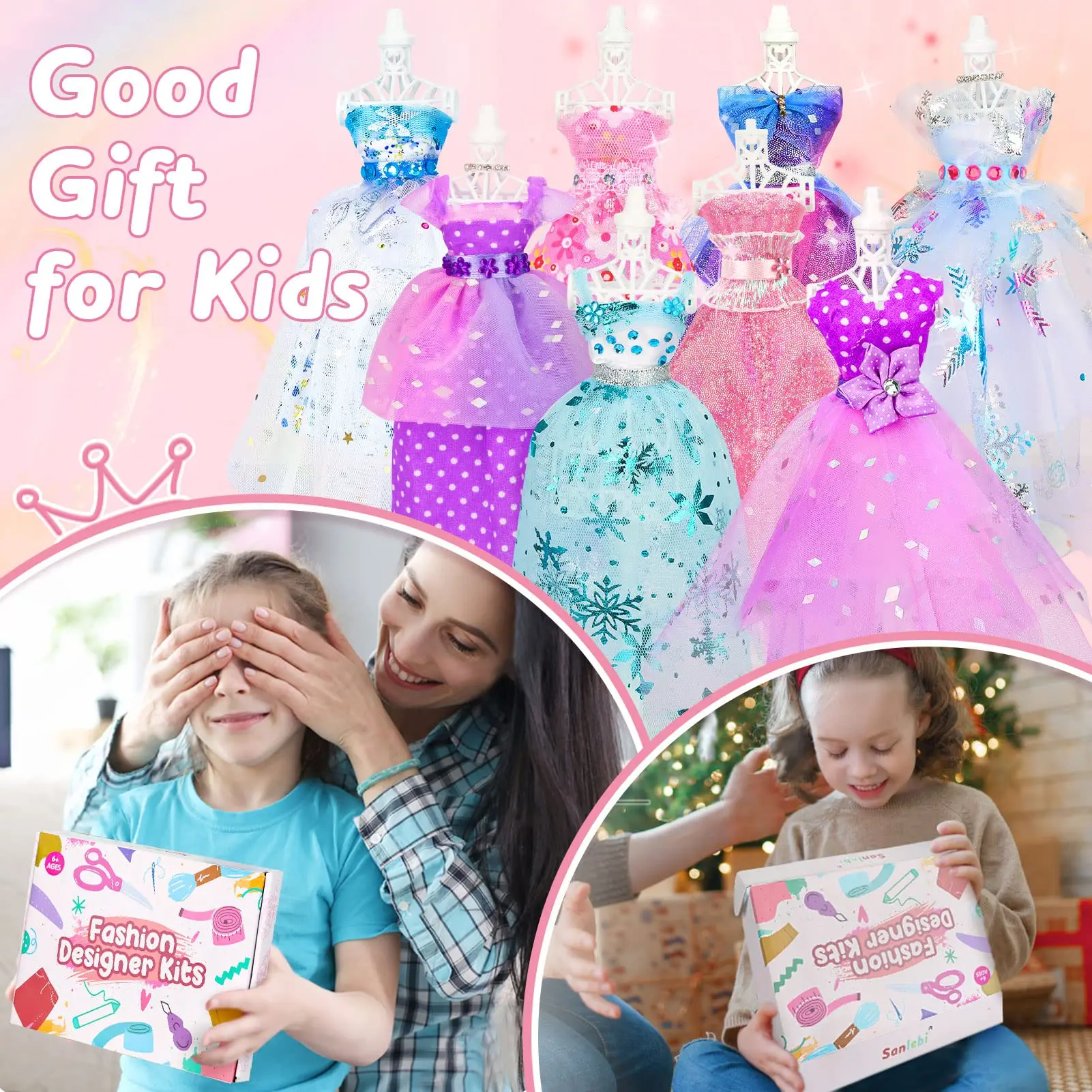 Fashion Design Girl Dress Clothes Sewing Kit 12 Pieces Fabric Set With ...