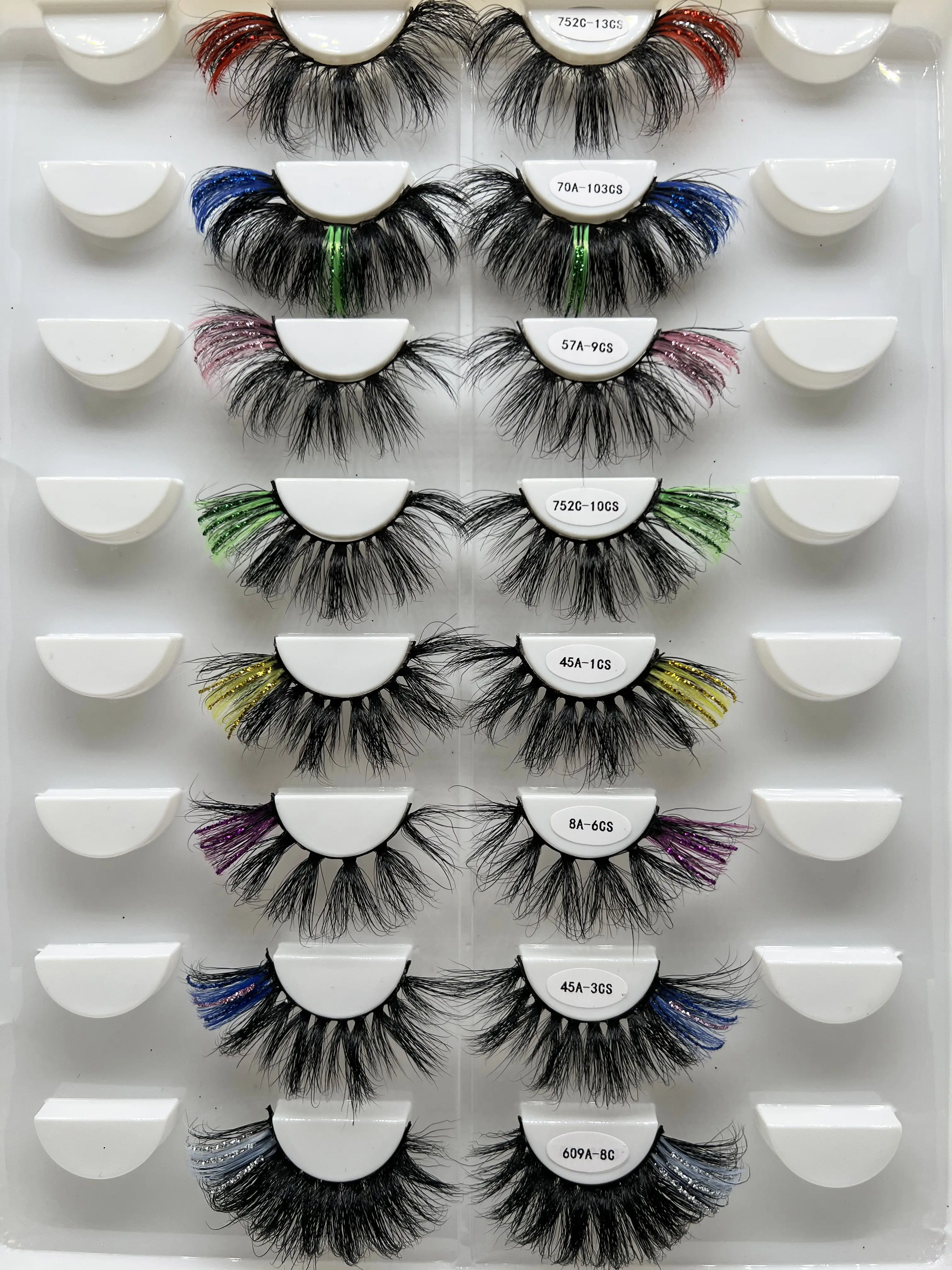 3d Mink Colored Lashes 25mm With Glitter Private Label Black Cotton ...