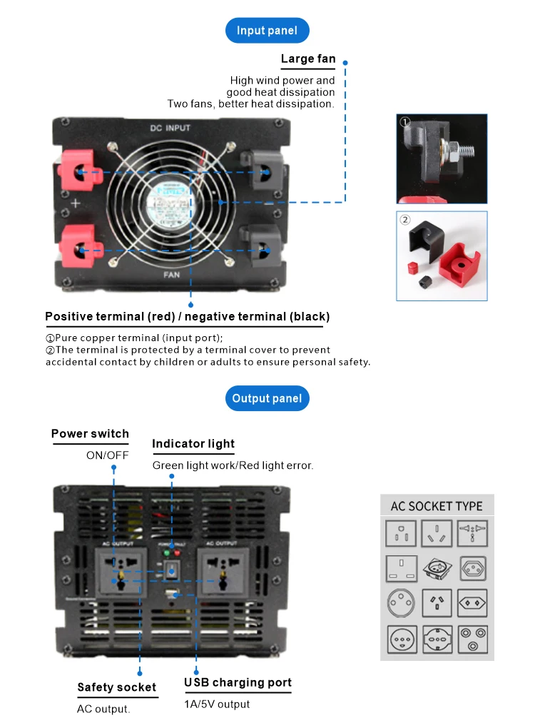 5000w Pure Sine Wave Inverter 12v 24v To110v 220v Off Grid Solar Power ...