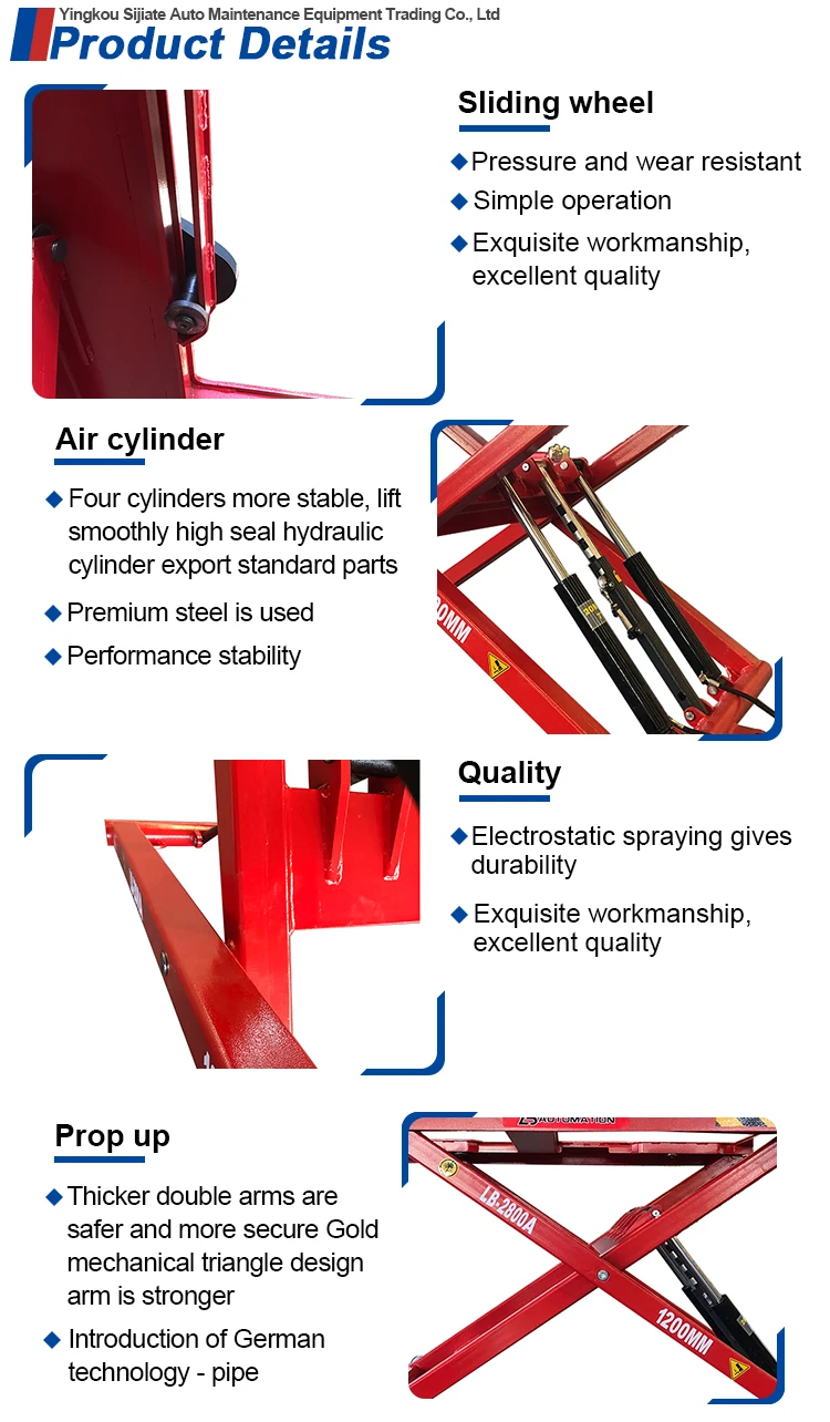 Hydraulic Stationary 1200mm 3 Ton Scissor Lift With 1.2m High Lifting ...