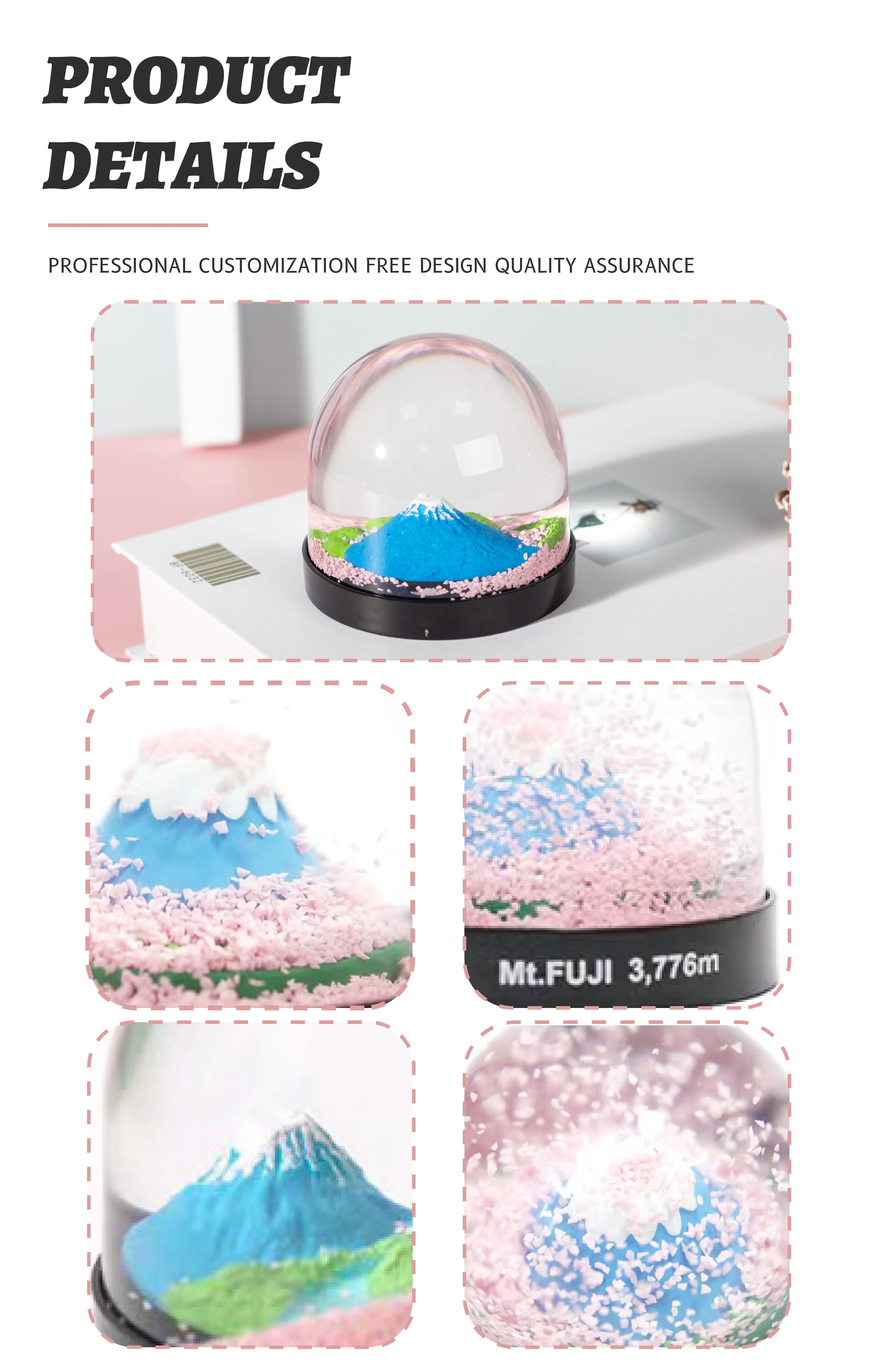 Custom Model Japan Mount Fuji and Sakura Snow Globe